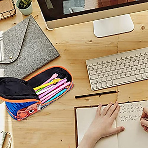 LEDAOU Cute Pencil Case for Kids Girls Boys Pencil Pouch kawaii Pen Pencil Box Bag Holder for School Students (Orange-dino)