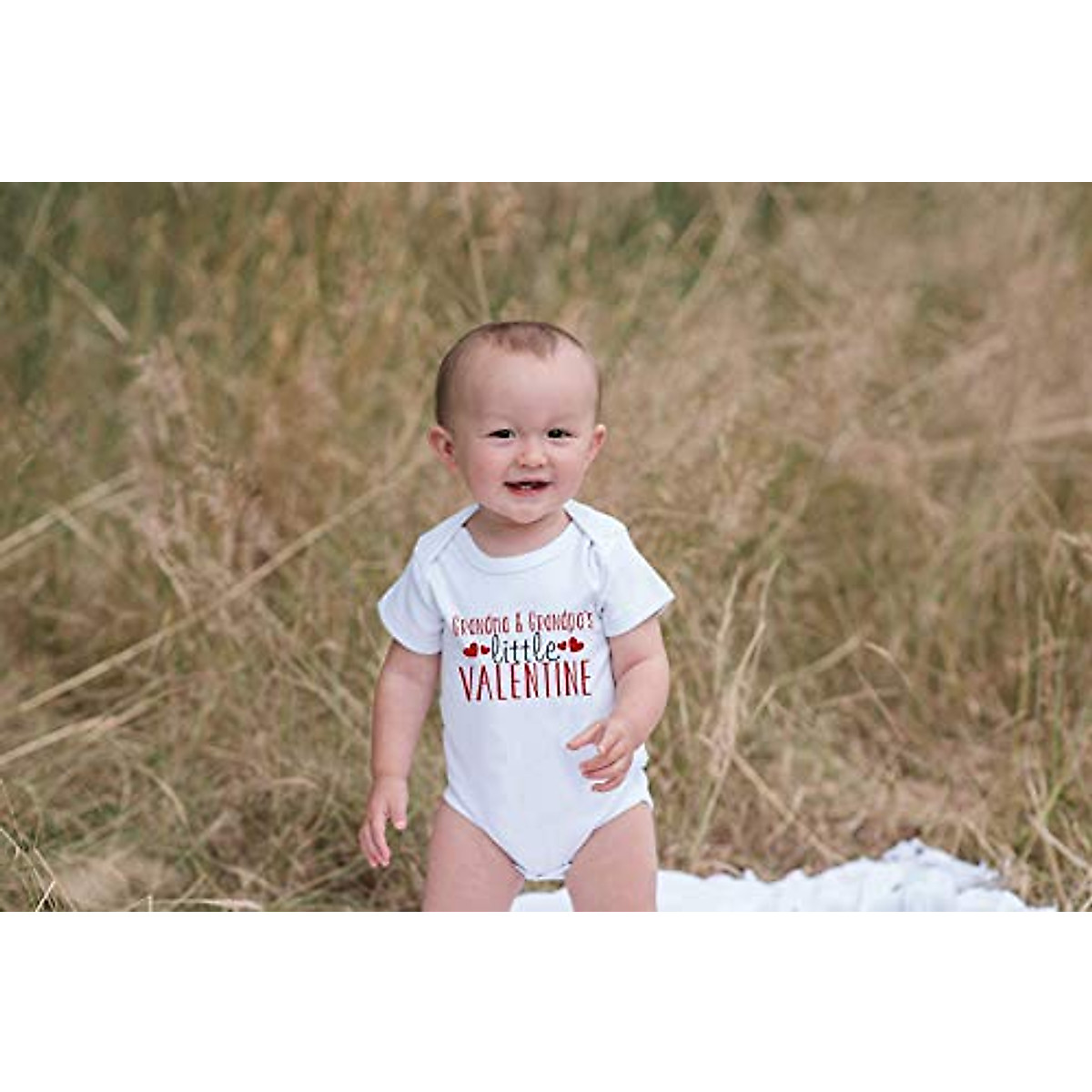 7 ate 9 Apparel Unisex Baby's Grandma & Grandpa's Valentine Onepiece 3-6 Months Red