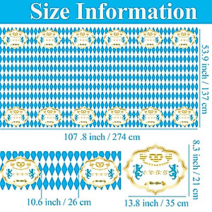UOMNICUE Oktoberfest Tablecloth, 3Pcs Oktoberfest Disposable Table Cloth with Gold Oktoberfest Welcome Print Oktoberfest Waterproof Tablecover Banner for Oktoberfest Party Decorations 108 X 54 Inch