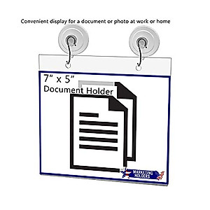 7” x 5” Window Holder Sign Pack of 2 with Suction Cups and Hanging Hooks Hours of Operation Horizontal Frame Ad Picture Notice Warning Party Advertisement Prices Signage By Marketing Holders