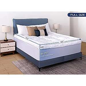 Full Mattress Topper, Extra Thick Bed Topper 3 Inch Mattress Pad Cover, Soft Plush Pillow Top Mattress Topper for Back Pain, Down Alternative Mattress Pillow Topper with 8-21" Deep Pocket, 3D Bubble