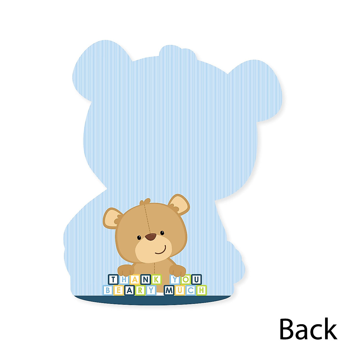Big Dot of Happiness Baby Boy Teddy Bear - Shaped Thank You Cards - Baby Shower Thank You Note Cards with Envelopes - Set of 12