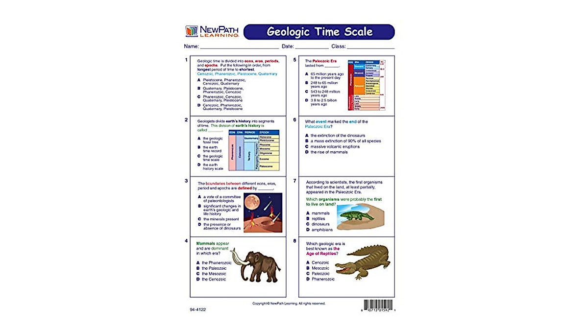 Geologic Time Scale Visual Learning Guides - Set of 5