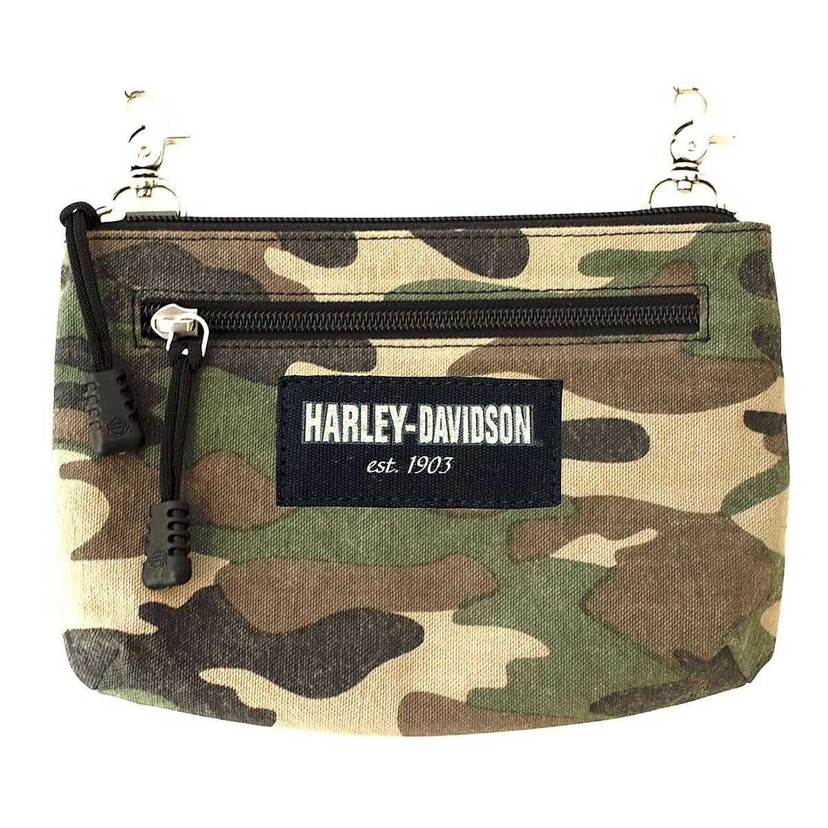Harley-Davidson Women's Camo Print Cotton Canvas Hip Bag w/Strap - Brown