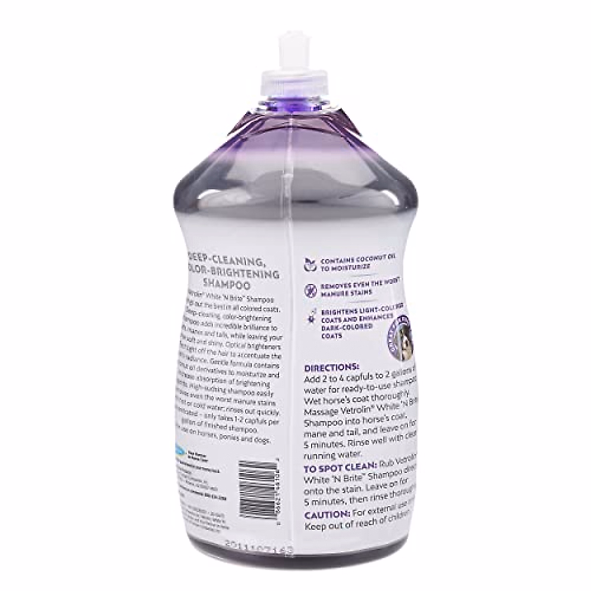 Farnam Vetrolin White ’N Brite Shampoo, Deep Cleaning and Color Brightening Shampoo for Horses and Dogs. 32 ounces