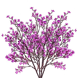 Uieke Artificial Flowers Babys Breath Flowers 4 Bundle Faux Artificial Gypsophila Bouquet Real Touch Fake Silk Flowers for Wedding Party DIY Home Garden Decor (Purple)