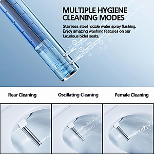 WLJBIDET Upgrade Smart Bidet Toilet Seat Round, Electronic Heated Bidet with Adjustable Warm Air Dryer, Unlimited Bidet Warm Water, Night Light, Slow Closed Toilet Seat & Lid, Remote Control