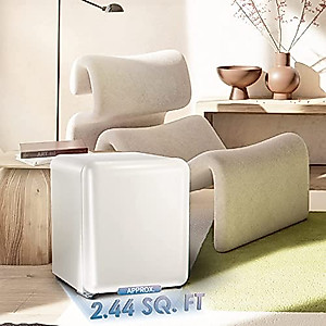 Kismile Retro Mini Fridge with Freezer,1.7cu. ft Small fridge with Adjustable Removable Glass Shelves, Mechanical Control, Compact Refrigerator for Office, Dorm, Bedroom (White)