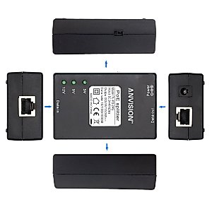 ANVISION 2-Pack Active Gigabit PoE Splitter Adapter with Multi-Size Tips, IEEE 802.3af Compliant, up to 100 Meters (328 Feet), DC 5V/9V/12V Power Output for IP Camera AP Voip Phone and More