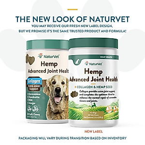 NaturVet Hemp Advanced Joint Health Dog Supplement Plus Hemp Seed – Helps Support Joint Health in Dogs – Includes, Collagen, Glucosamine, MSM, Chondroitin, Omegas – 60 Ct.