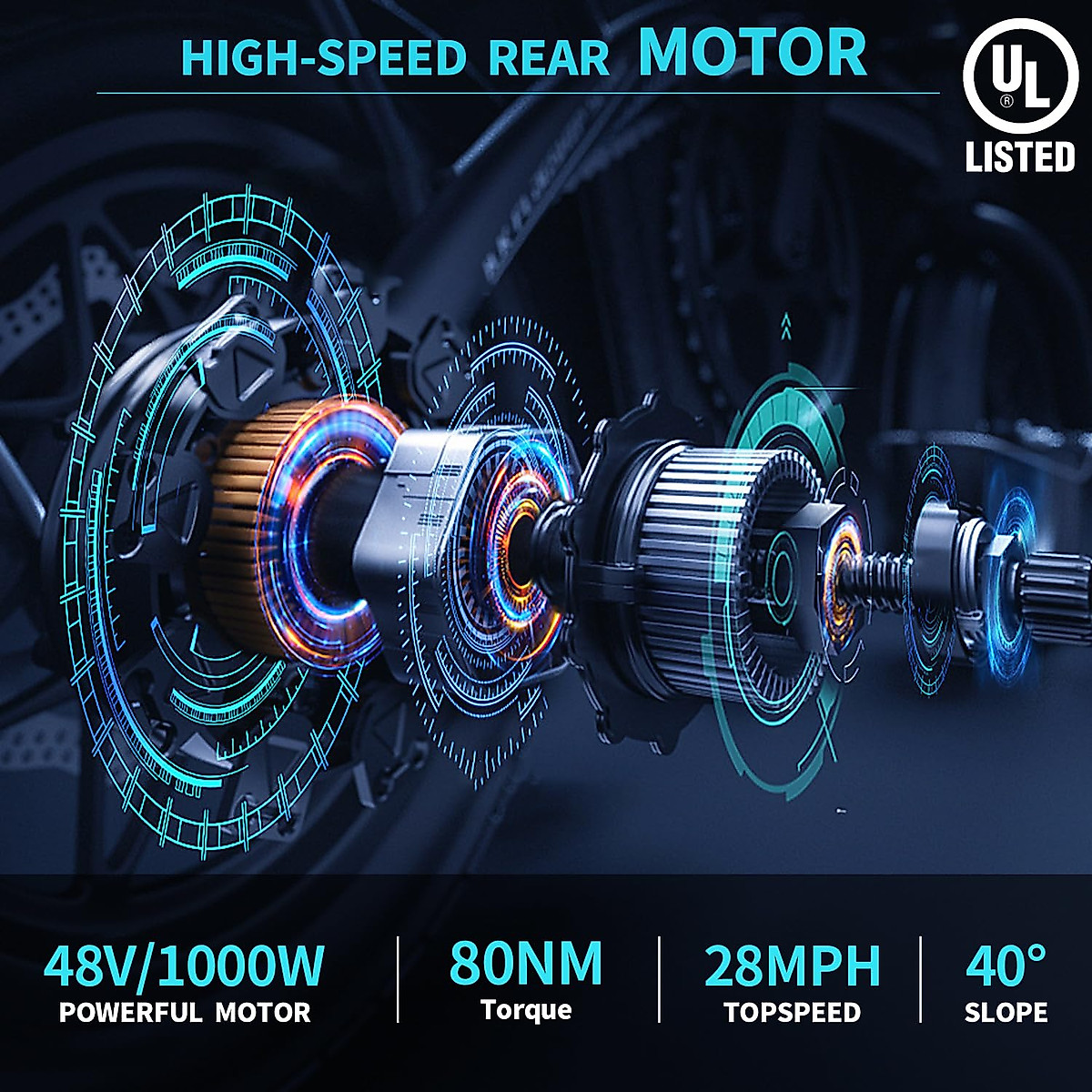 Freego Electric Bike for Adults, 1000W/48V/20Ah, F4 Electric City Bike 24 x 2.4 MTB Tires Ebike Electric Bicycles Removable Battery, 28MPH & 40 Miles, with Rear Cargo Rack