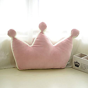 Nunubee Short Plush Crown Shaped Throw Pillows Fluffy Plush Stuffed Toy Gift Kids Room Decoration 14.2 Inch / 36 cm - Pink Triangle Crown
