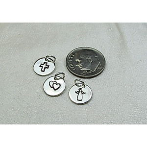 Single Small Hand Stamped Initial Charm - Sterling Silver 3/8" Disc with Letter