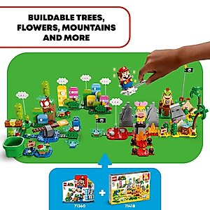 LEGO Super Mario Creativity Toolbox Maker Set 71418, Create Your Own Levels with Figures, Grass, Desert and Lava Builds, Starter Course Expansion, Toy Gift Idea for Kids 6 Plus