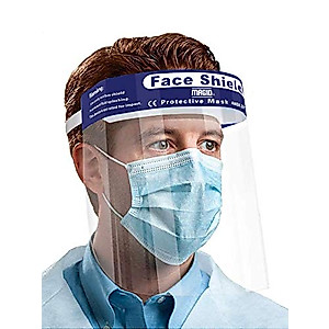 MAGID Reusable Clear Anti Fog Safety Face Shields - 5 Full Face Shields - Adult Face Shield with Soft Sponge Padding & Elastic Headband (5 Pre-Assembled Shields)