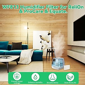 kakofaci WF813 Humidifier Filters Replacement Compatible with Equate EQWF813 PCWF813 Relion RCM832 RCM-832N Protec RWF813 EQ-2119-UL PCCM-832N Cool Mist Humidifiers Wick Filter - 6 Pack