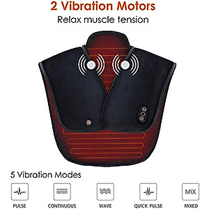 Heating Pad for Neck and Shoulders,Weighted Wearable Wrap Around Heating Pads with Massager,Electric Heat Pads for Neck Back Shoulder Pain Relief,2 Heat Levels & 5 Massage Nodes,Auto Shut Off,Portable