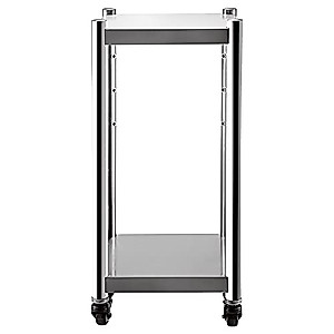 VEVOR Rice Warmer Stand 14 x 14 Inch Restaurant Equipment Stand Warmer Stand Two Undershelf Commercial Kitchen Equipment Stand Rice Warmer with Wheels and Two Brakes