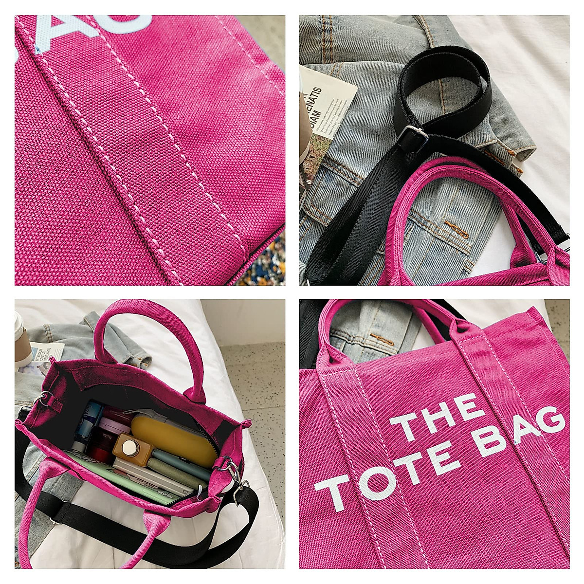 Canvas Tote Bags for Women Handbag Tote Purse with Zipper Canvas Crossbody Bag, Premium Quality and Designed in the USA