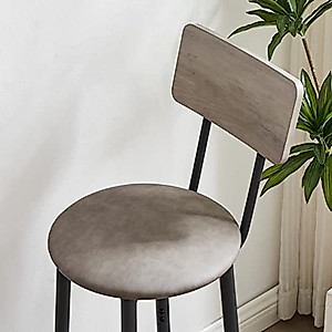 CUANBOZAM 3-Piece Bar Table Set for 2, Small 2-Tier Round Bistro Pub Dining Table & PU Upholstered Stools with Backrest, Counter Height Table and Chairs Set for Kitchen Small Space, Grey