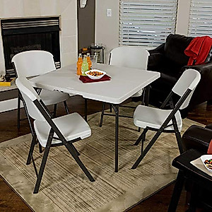 Lifetime 80884 37-Inch Square Fold-in-Half Table, 2 Pack, Light Commercial, White Granite