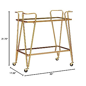 Linon Gina Mid-Century Bar Cart, Gold