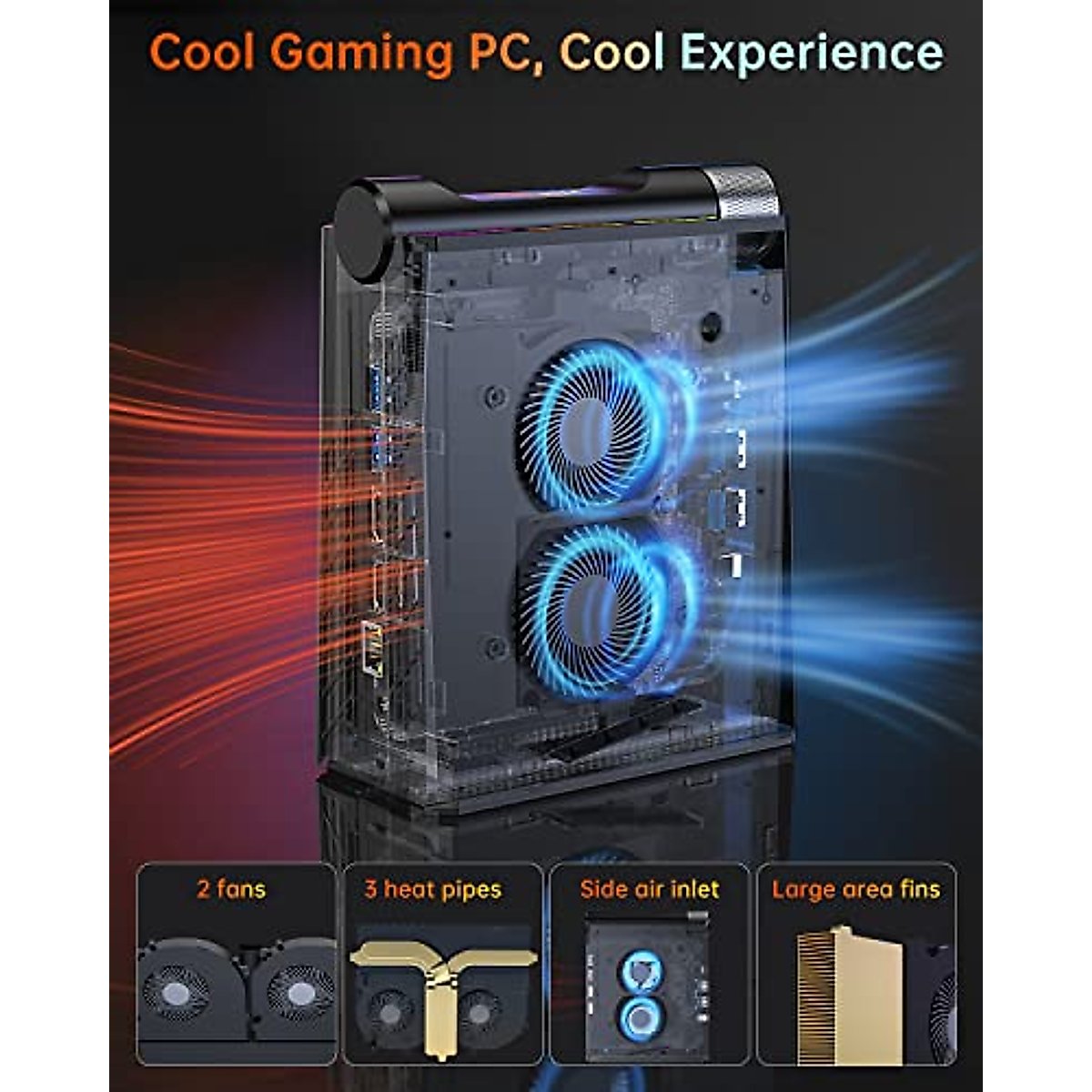 KAMRUI Ryzen Mini PC Gaming,32GB DDR5 Dual Channel 512GB SSD Mini Computer Tower with AMD Ryzen 7 7735HS, Small Desktop Computers Support 4K Triple Screen,RGB Lights,WiFi6,BT5.2,Type C,Windows 11 Pro