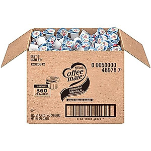 Nestle Coffee mate Coffee Creamer, French Vanilla, Liquid Creamer Singles, Non Dairy, No Refrigeration, Box of 360