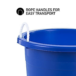 United Solutions 19 Gallon Rope Handle, Heavy-Duty Organization and Easy-Access Storage Tub, Multi-Purpose, Made with Rugged Plastic, Pack of 2, 2-Pack, Blue, 2 Count