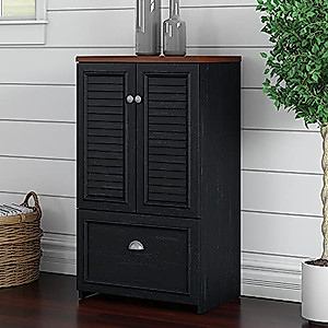 Bush Fairview 41.69-Inch H Storage Cabinet with 3 Shelves, Antique Black/Hansen Cherry (WC53980-03)
