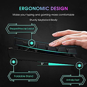 E-YOOSO Mechanical Keyboard K600 Blue Switches 104 Keys Gaming Keyboard 9 Modes LED Backlit Rainbow USB Wired Keyboard for Desktop Computer Laptop Windows PC