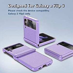 Vihibii Galaxy Z Flip 3 Case with Hinge Protection & Camera Screen Protector - Slim, Non-Slip, Lightweight, 5G-Compatible (Purple)