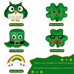 St. Patrick's Day Gifts for Kids Babys First St.Patrick's Day Toys Irish Baby 1st Gifts, 5 Lucky Green Toys Leprechaun Stuffed Toy Built-in Sounder: Green Hat, Shamrock, Four Leaf Clover, Owl, Rainbow