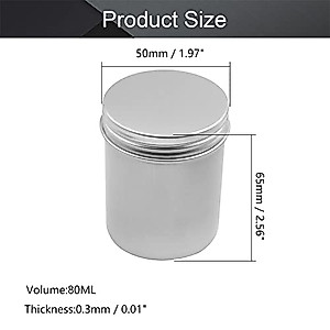Othmro 6Pcs 2.7oz Metal Round Tins Aluminum Tin Cans Jar Refillable Containers 80ml Tin Cans Tin Bottles Containers with Screw Lid for Salve Spices Lip Balm Tea Candies Silver 65×50mm