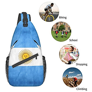 Argentina Sling Bag Argentine Flag Crossbody Chest Daypack Casual Backpack Argentine Shoulder Bag