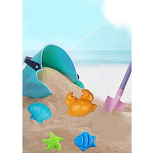 IOKUKI Long Shovels Sand Toys Set with Mesh Bag Including Dump Truck, Beach Buckets, Shovels, Rakes, Molds, Outdoor Beach Toys Tool Kit for Kids, Toddlers, Boys and Girls (15 PCS) Age 3+