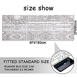 Abstract bloom Boho Chic Tribal Distressed Runner Rug 2'X6', Monaco Collection Area Rug for Living Room Washable Farmhouse Geometric Super Soft Throw Rug for Bedroom Bathroom Office Dorm (Brown 2'X6')