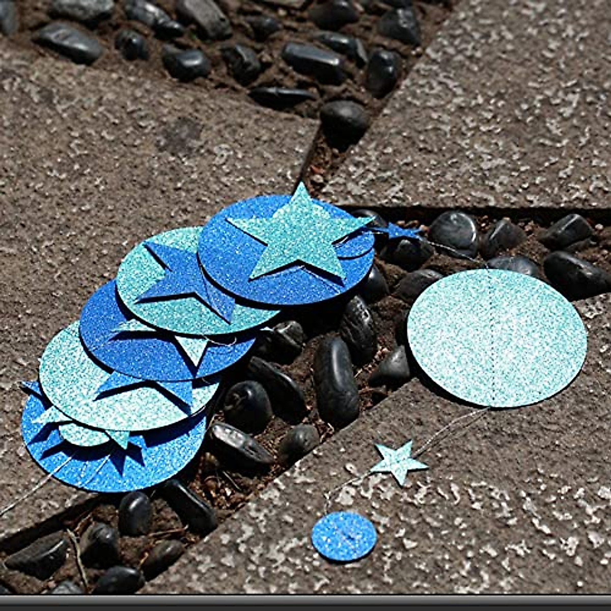 Ice Blue Silver Circle Dot Garland kit for Navy Blue Twinkle Little Star Party Decoration Hanging Bunting Banner Steamer Backdrop Background for Baby Shower/Christmas/Birthday/Prom/Graduation/Wedding