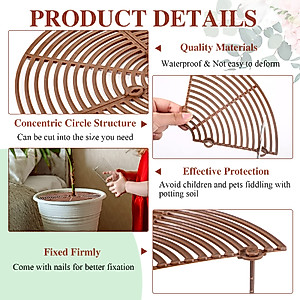 Sawysine 3 Pcs Plant Pot Cover Plant Protector from Animal Plant Pot Grid with Center Cutout Flower Cover Soil Protectors for Plants(Coffee, 11.8 In)
