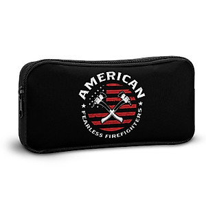 American Fearless Firefighter Pencil Case Pencil Pouch Coin Pouch Cosmetic Bag Office Stationery Organizer