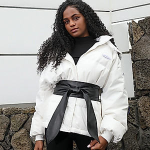 Earnda Womens Fashion Obi Belt Wrap Wide Cinch for Dress Solid Color Belts Black Large