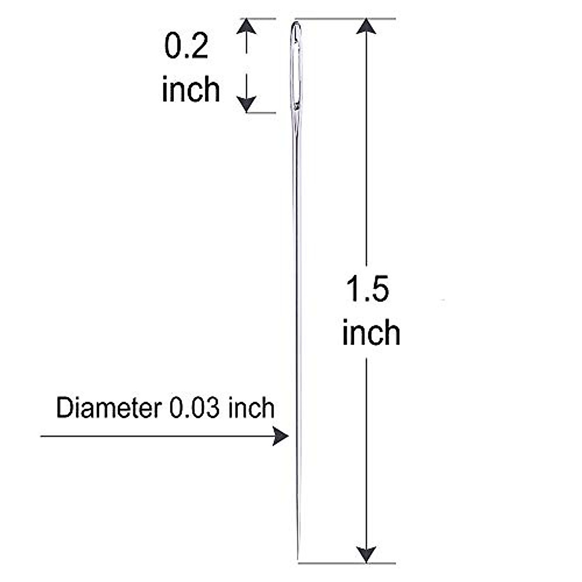 20 pcs. Large Eye Hand Sewing Needles - 1.5 inch Long in Needle Storage Tube with Needle Threader