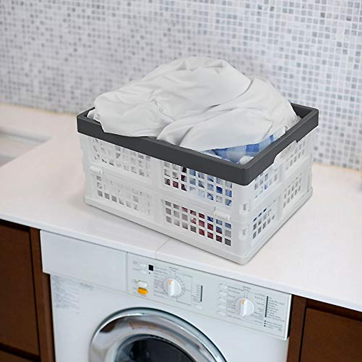 Teyyvn 4-Pack Collapsible Milk Crates, 15L Plastic Stackable Storage Bins Utility Folding Baskets