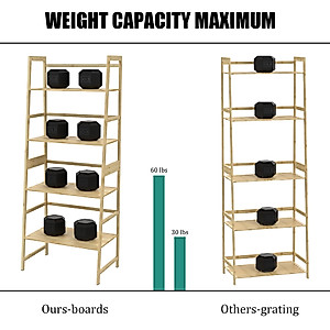 WTZ Bookshelf Book Shelf, Bookcase Storage Shelves Book case, Ladder Shelf for Bedroom, Living Room, Office MC-801(Natural)