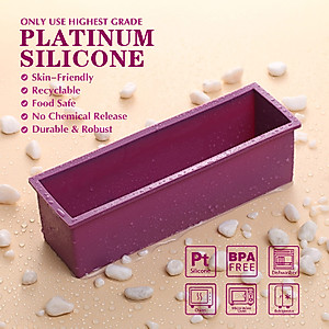 BOOWAN NICOLE Soap Making Kit for Adults 42oz Loaf Rectangular Soap Mold with Wooden Box Wavy & Straight Slicer Melt and Pour or Cold Process Tool Set