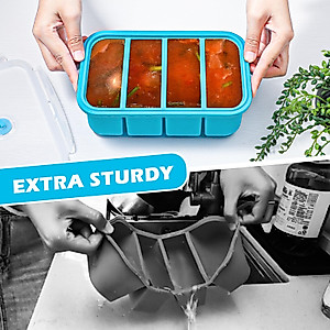 Webake Silicone Freezer Tray with Lid, Food Storage Container, 1 Cup Portion, Ice Cube Tray for Soup Sauce Meal Prep, BPA Free