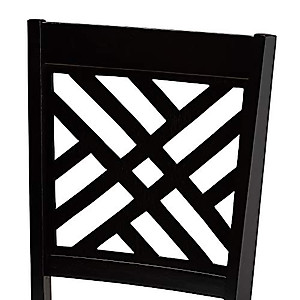 Baxton Studio Fallon Dining Chair Set and Dining Chair Set Grey Fabric Upholstered Espresso Brown Finished Wood 2-Piece Dining Chair Set