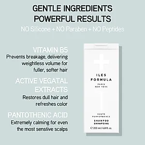 ILES FORMULA Haute Performance Sulfate Free Shampoo - Deep Cleanse, Volumize and Detangle + Stops Hair Breakage, Color & Extension Safe - For All Ages & Hair Types, 6.8 Fl Oz (200 ML)