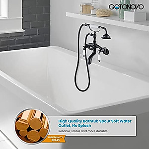 Clawfoot Tub Bathtub Matte Black Shower Faucet with Hand Shower Sprayer Wall Mount Bronze Ceramics 2 Double Handle Shower Faucet System Telephone Shape