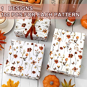 JarThenaAMCS 100 Sheets Fall Floral Tissue Paper Autumn Wildflower Gift Wrapping Paper Flower DIY Art Craft Tissue for Thanksgiving Wedding Birthday Party Decor, 14 x 20 Inch